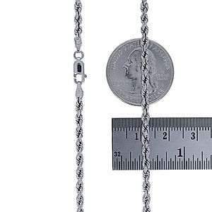 Nuragold 10k White Gold 3mm Rope Chain Diamond Cut Pendant Necklace, Mens Womens Jewelry 16" 18" 20" 22" 24" 26" 28" 30"