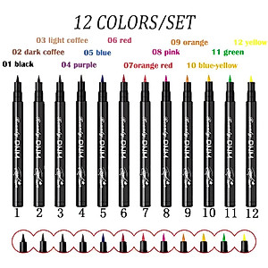 Sumeitang 12 Pcs Matte Liquid Colored Eyeliner Set, Colorful Neon Eye Liners For Women Waterproof Smudge Proof Highly Pigmented Rainbow Eyeliner Pencil Quick Dry Eyes Makeup Pen 12 Colors Kit