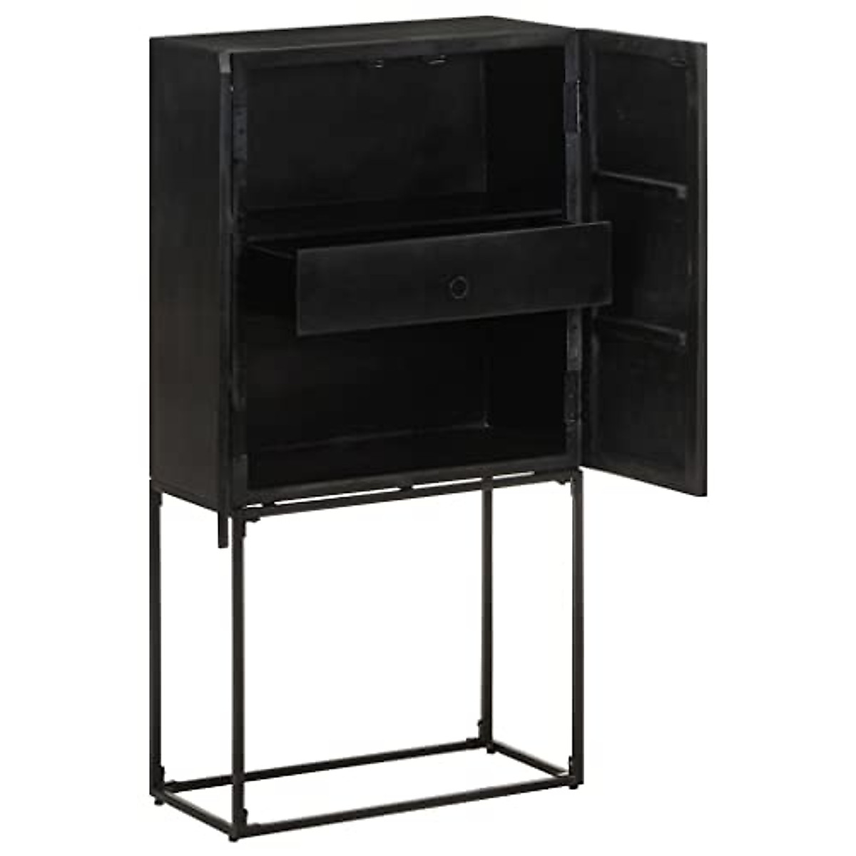 WEMYUFURN Sideboard Black 23.6"x11.8"x47.2" Solid Acacia and Mango Wood, Buffet Cabinet, Storage Sideboard,Coffee Bar Cabinet, Kitchen Buffet Storage Cabinet for Dinning Room, Kitchen and Living Room