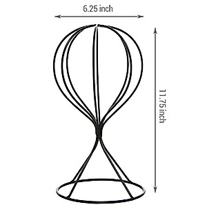 MyGift Table Hat Rack, Black Metal Wire Wig Display Stand, Fedora or Baseball Cap Storage Form, Set of 2