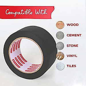 XFasten Vinyl Floor Tape 2 Inch x 36 Yards 6 Mils Gym Floor Tape 2 Inch | Court Marking Tape Outdoor 2 Floor Tape for Gymnasium Classroom | Floor Marking Tape Black Tape | Vinyl Tape Dancefloor Tape