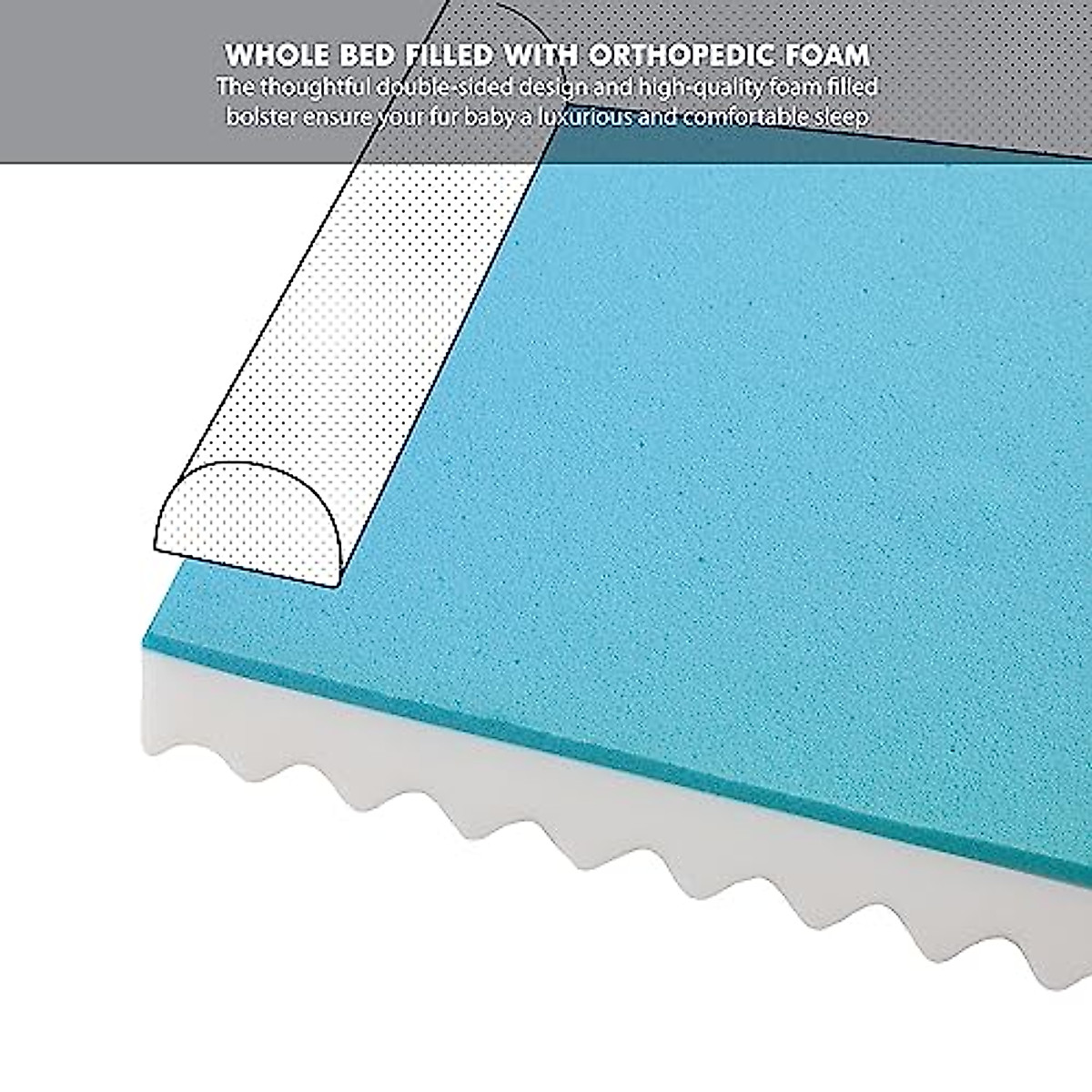 Codi Orthopedic Dog Beds with Memory Foam Layer for Large Dogs, Waterproof Dog Couch Bed with Removable Cover, Pet Bed Sofa Machine Washable, Grey