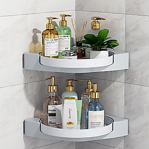 Wmool Shower Caddy Corner, 360° Rotate Shower Organizer Shelves, 2 Pack Shower Lazy Susan Organizer Turntable for Bathroom Storage, No Drilling Corner Shower Shelf Rack for Bathroom, Dorm and Kitchen
