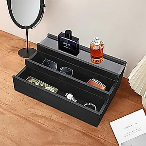 Wood Cologne Organizer for Men - 3 Tier Cologne Stand Perfume Organizer with 3 Hidden Compartments,Perfume Display Holder for Cologne,Mens Organizer Station for Dresser,Beside,Night Stand-Men’s Gift