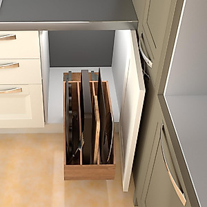 DINDON Pull Out Cabinet Organizer for Pans, Pot lid, Cookie Sheet, Cutting Board, Baking Tray, Slide Out Kitchen Cabinet Storage Organizer, 10.5''W X 21"D X 10.6"H, Wood