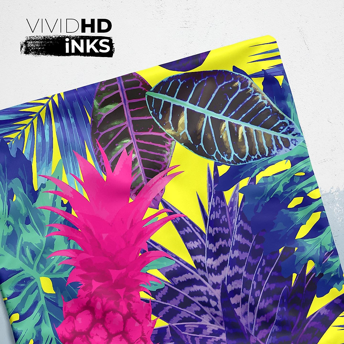 iiRov Summer Design Ink-Fuzed Decorative Throw Pillow - Hype Fluorescent Summer Pineapple Pattern