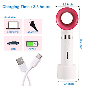Eyelash Fan Dryer Portable USB Rechargeable Bladeless Mini Fan Handheld for Eyelash Extension, Air Conditioning Blower Cooling Dryer for Essential Eyelash Extension Supplies (White)