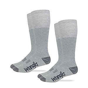 Wrangler Mens Wellington Cotton Tall Boot Socks 2 Pair Pack (as1, alpha, l, regular, regular, Grey)