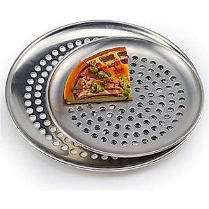 qiuqiu Pizza Plates Pizza Stainless Steel Pans with Holes Nonstick Round Pizza Baking Tray Plate Bakery Pizza Tools Oven Outdoor Mesh Net Metal-16inch (40cm)