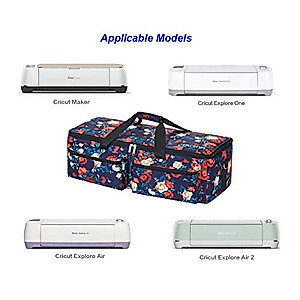 CACTIYE Upgrade carrying bag with thick-padded lining Carrying Bag Compatible with Cricut Explore Air and Maker, Waterproof Tote Bag Compatible with Cricut Explore Air and Supplies (floral, 1+1)