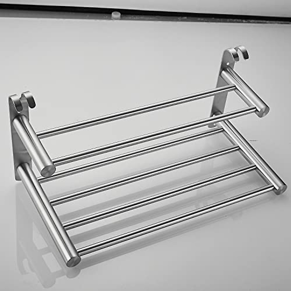 Leekayer Bathroom Towel Rack Double Layer, Brushed Nickel 40cm Stainless Steel Bathroom Towel Rack Wall Screw Installation 15.74 inches