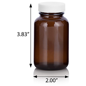 Amber 4 oz Glass Packer Bottle with White Ribbed Lid (6 pack)