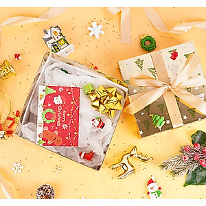 Jaywayang 5 Pack Gold Christmas Gift Boxes with Lids, Ribbons and Tissue Papers Square Gift Boxes - 7.1 Inch - Presents Wrapping Christmas Gift Holiday New Year Party Favor Boxes.