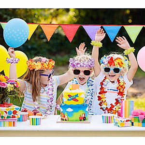 Buryeah 125 Hawaiian Luau Party Decorations Leis for Luau Party Hawaiian Glasses Hawaiian Luau Theme Party Supplies Tropical Summer Beach Party (Mixed Color)