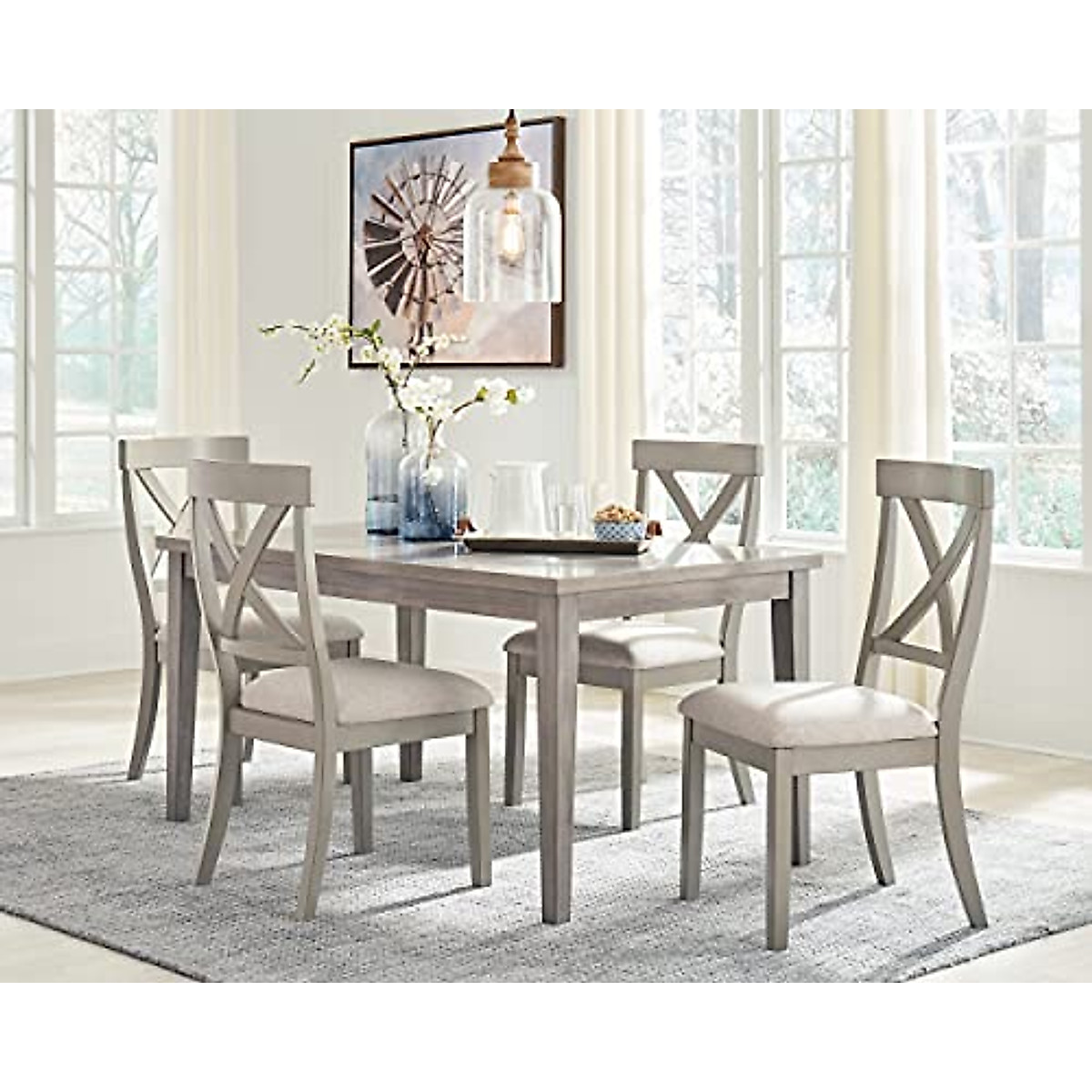 Signature Design by Ashley Parellen Modern Farmhouse Rectangular Dining Room Table, Gray