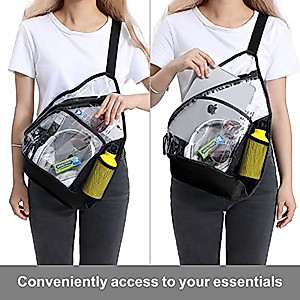 Clear Sling Bag, Stadium Approved Clear Sling Backpack, PVC Crossbody Shoulder Backpack, Transparent Casual Chest Daypack with Adjustable Strap for Men Women Outdoor Travel, Black