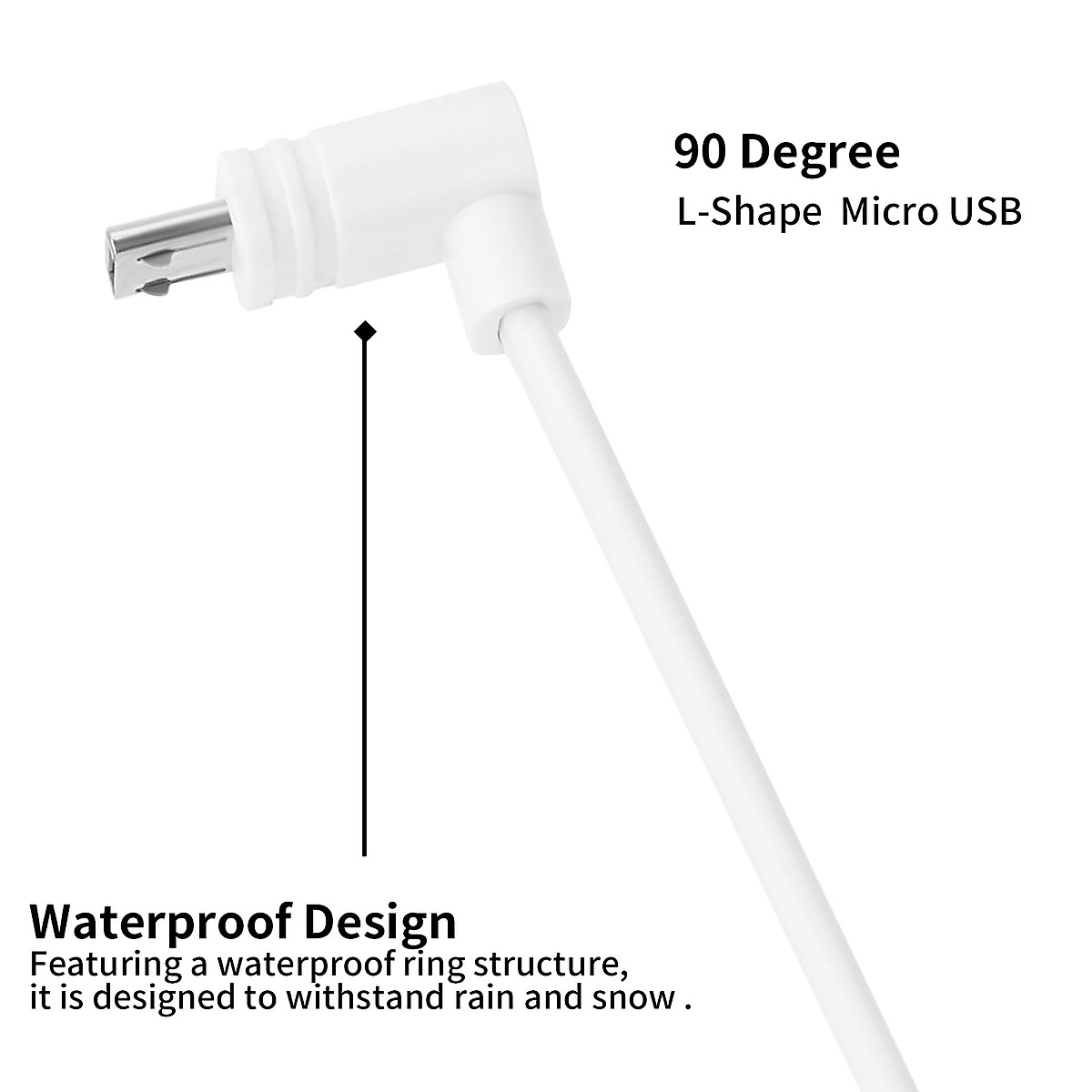 UYODM 2Pack 30FT Micro USB Extension Cable Compatible with WYZE Cam Pan V3, L-Shape 90 Degree Extension Charging Cable Power Your WYZE Cam Pan V3 Continuously - White