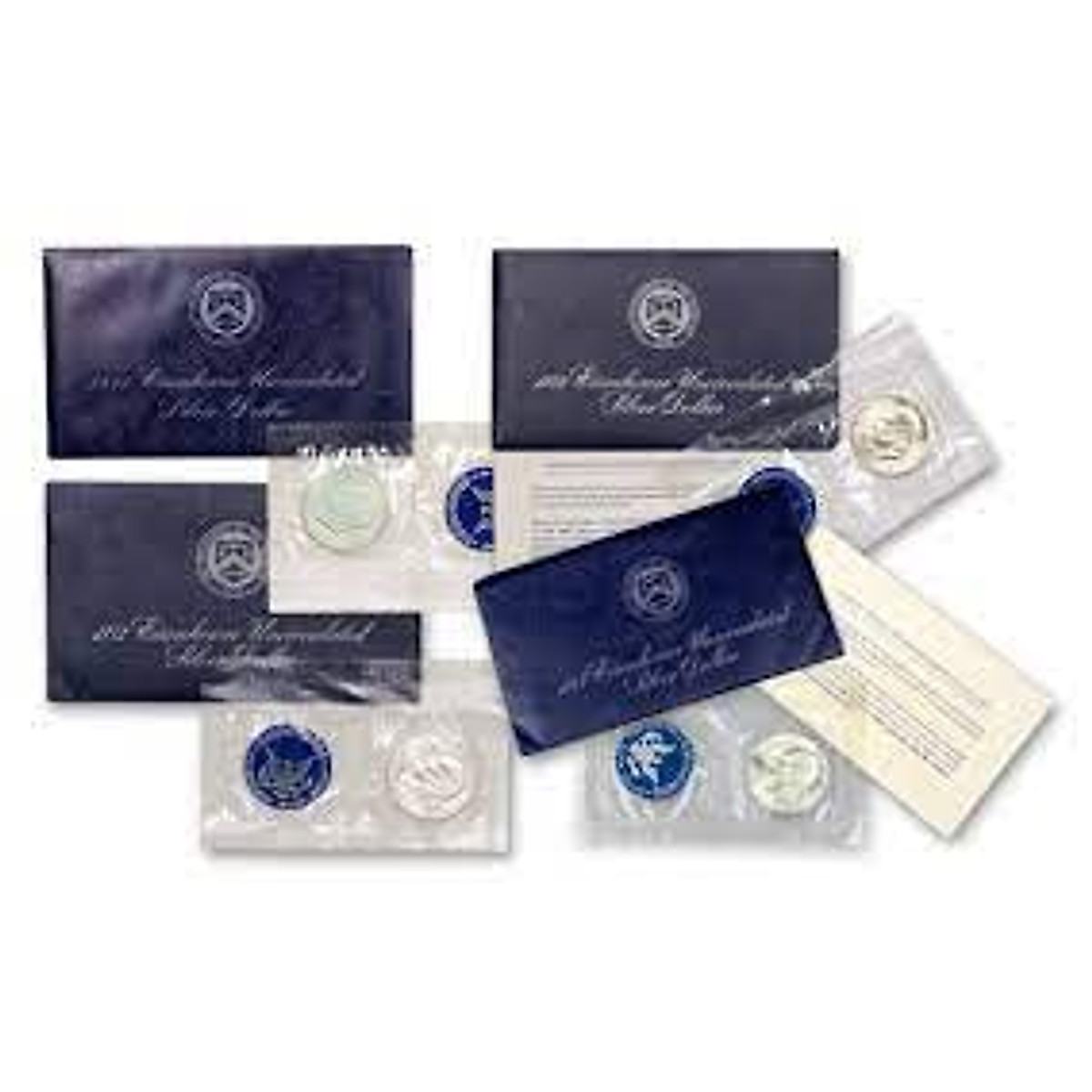 Set of 4 Blue Ike Silver Dollars 1971-1974