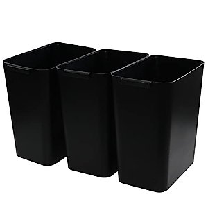 Teyyvn 3-Pack 4.5 Gallon Plastic Trash Can, Black Small Garbage Can for Bathroom, Kitchen, Office, Bedroom