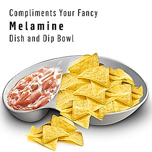 Chip and Dip Serving Set Melamine Tray Divided Platters (White)