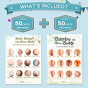 OLOUTAB Baby Shower Games-2 Games(50 of Each),Double-Sided,Fun,Hilarious and Easy to Play,Baby Shower Gender Neutral,with Answer Keys