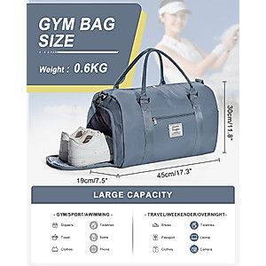 Gym Bag Womens Mens with Shoes Compartment and Wet Pocket Travel Duffel Bags for Women for Plane Sport Gym Tote Bag with Toiletry Bags Waterproof Weekend Overnight Carry on Bag Hospital Holdalls