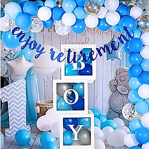 Starsgarden Enjoy Retirement Glittery Blue Banner, Happy Retirement, I'm Retired, Goodbye Tension Hello Pension, Goodluck We Will Miss You Retirement Party Hanging Paper flag(Blue Retirement)