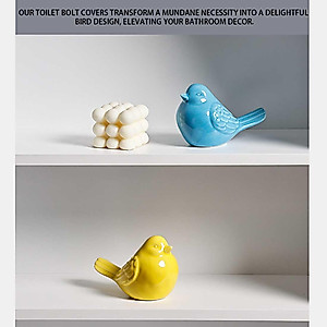 Generic 4-Pack Bird Design Toilet Bolt Caps - Decorative Porcelain Covers for Toilet Bowl Screws, Easy Installation (White)