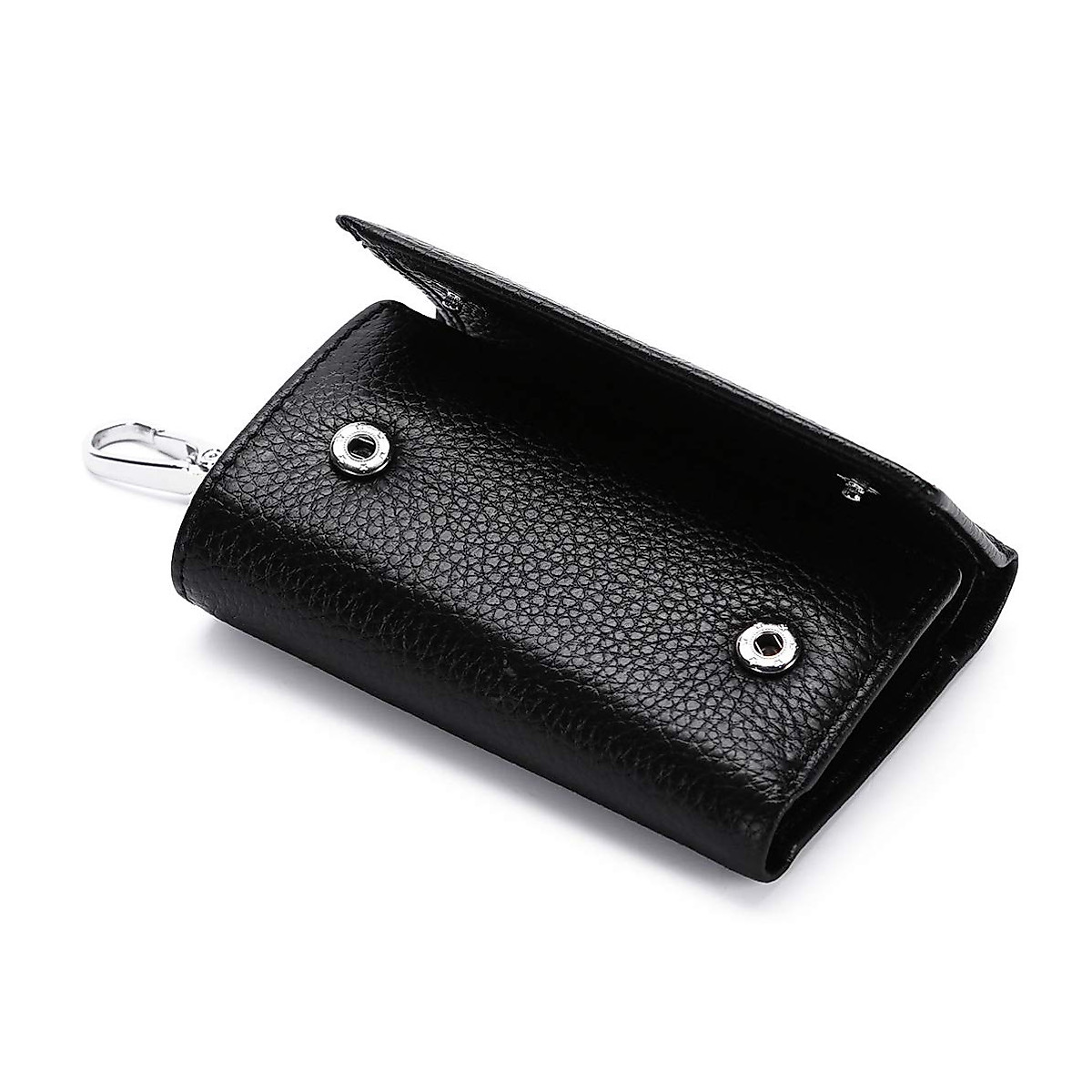 RuoFeng Keychain Key Holder Ring with 6 Hooks Snap Closure (Black)