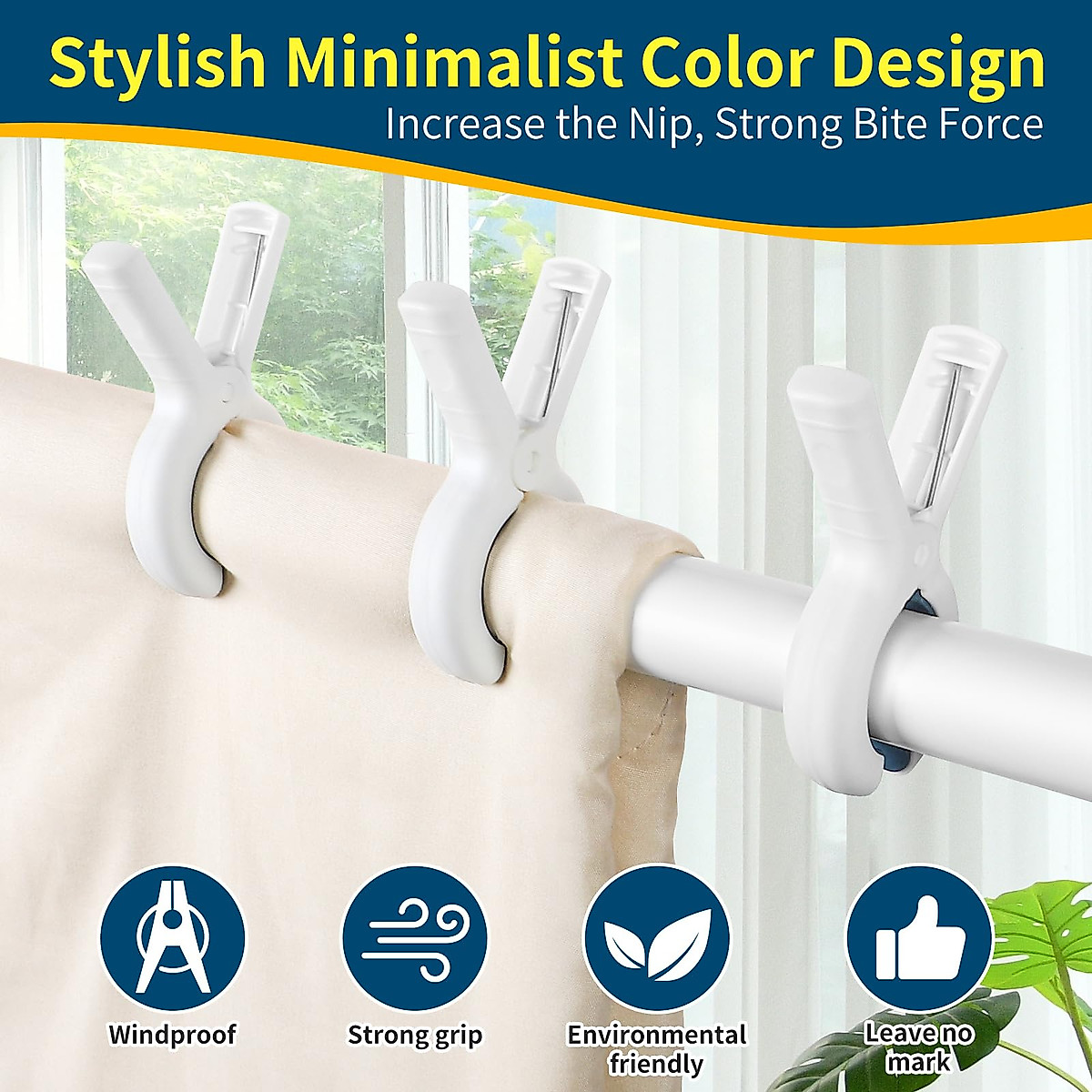 Senbowe 12 Pack Beach Towel Clips,Pool Chair Clips,Heavy Duty Plastic Clothes Pins,Quilt Drying Clips,Windproof Clothes Clips,Keep Your Towel,Clothes,Blankets to Dry on Clothesline and Hanging Rack