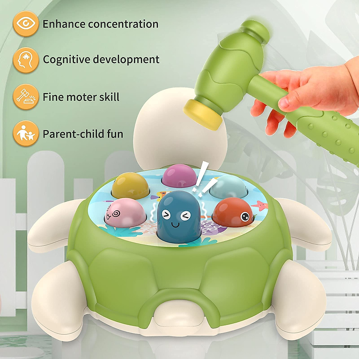 Grechi Hammering and Pounding Toy,Toys for 3 4 5 6 Year Old Boys,Baby Interactive Toys Toddler Activities Games with 2 Hammer,Learning,Active,Early Educational Toy,Gift for Boys Girls Toddlers