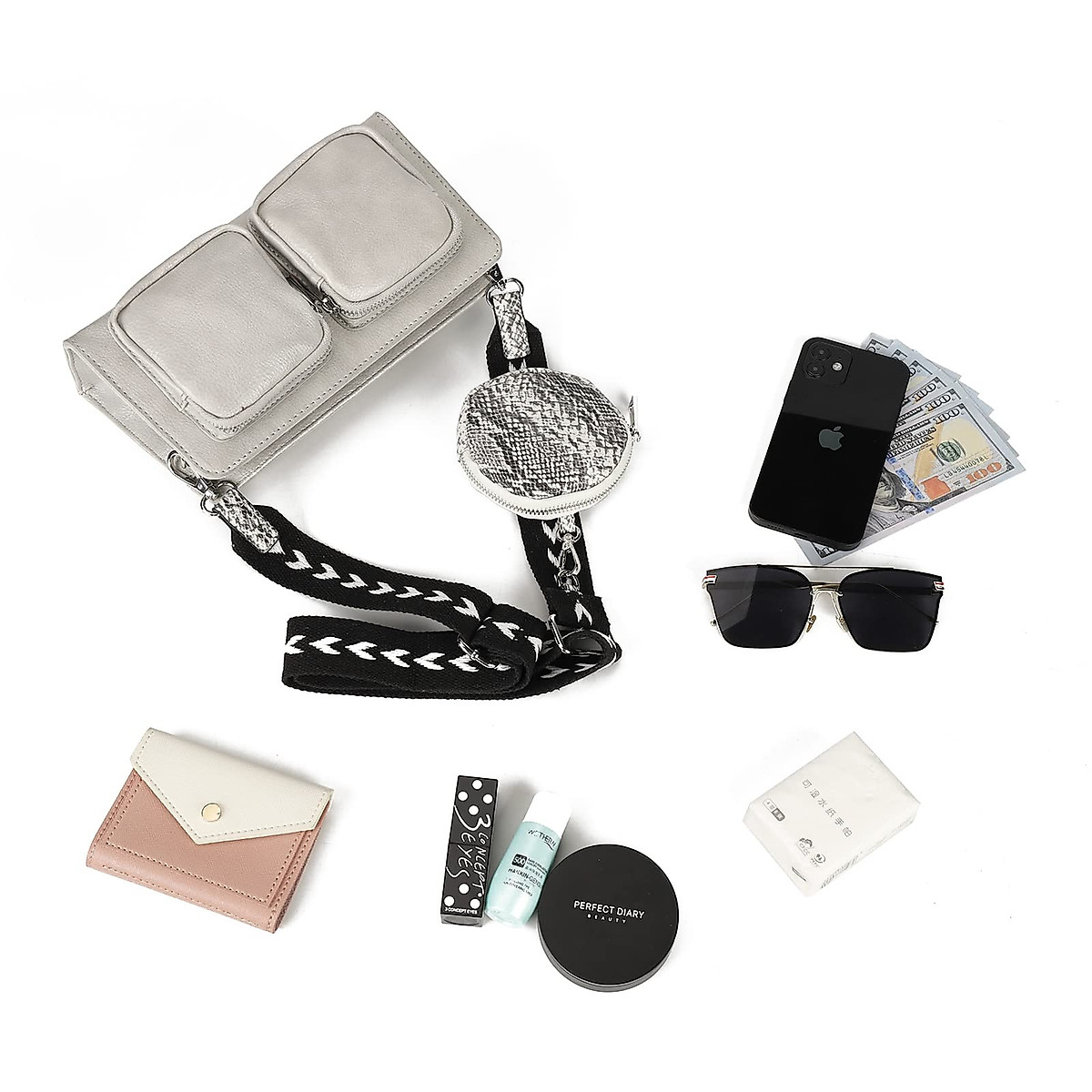 Small Crossbody Bag Leather Shoulder Bag for Women Stylish Designer Purses Retro Wallet Handbags with Coin Purse