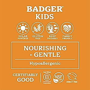 Badger Kids Sunscreen Cream SPF 40, Organic Mineral Sunscreen Kids Face & Body with Zinc Oxide, Reef Friendly, Broad Spectrum, Water Resistant, 2.9 fl oz (2 Pack)