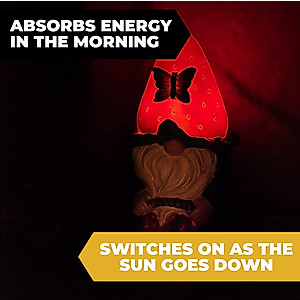 VP Home Strawberry Gnome Solar Powered LED Outdoor Decor Garden Light Great Addition for Your Garden, Solar Powered Light Garden Gnome, Christmas Decorations Gifts