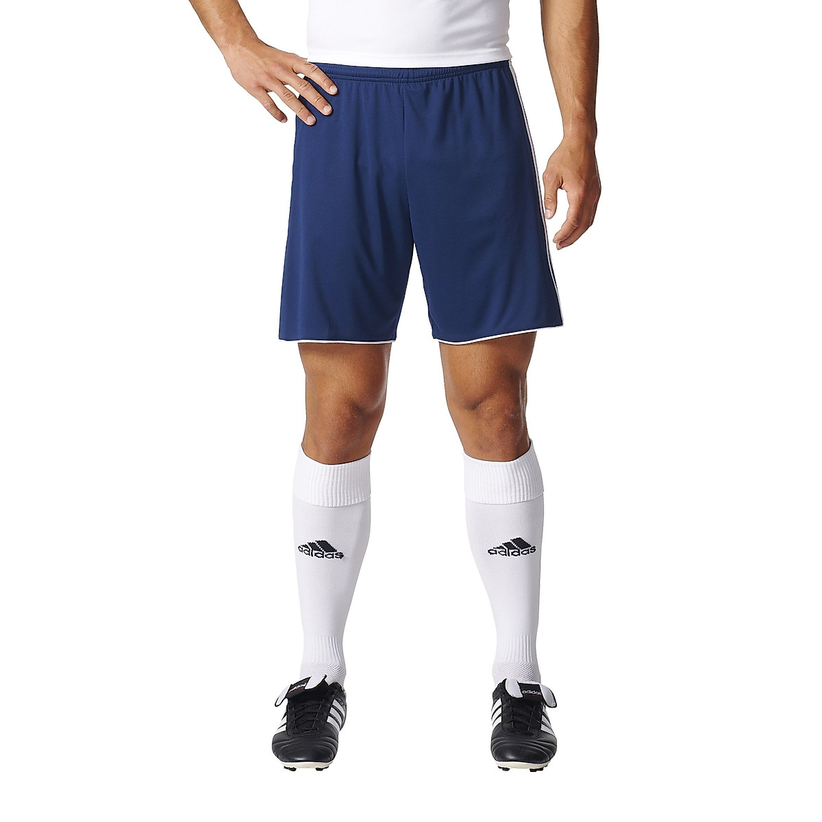 adidas Men's Soccer Tastigo 17 Shorts, Dark Blue/White, Small