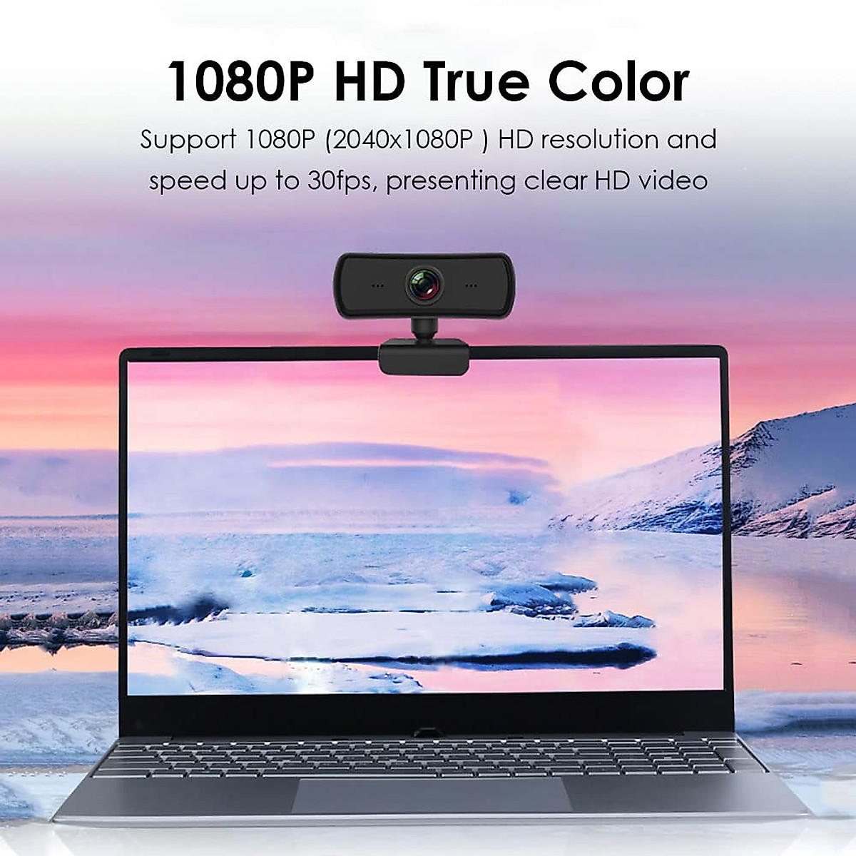 Wisoqu 1080P Business Webcam with Noise Cancelling Microphone, 3.26mm Focal Length 110° Wide Angle Lens HDMI USB PTZ Camera for Video Calls Conference, for Win7/Win8/Win10, for iOS OS/Vista/Linux