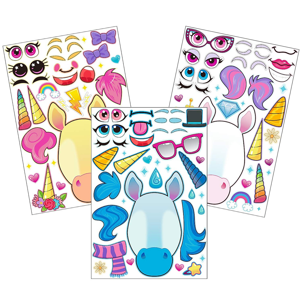 JOYIN 36PCS 9.8"x6.7" Make a face Stickers for Kids, Make Your Own Unicorn Stickers, Party Favors Kids Crafts, Goodie Bags Stuffers for Kids, Classroom Rewards