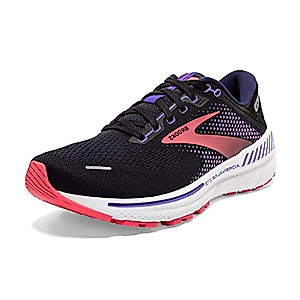 Brooks Women's Adrenaline GTS 22 Supportive Running Shoe - Black/Purple/Coral - 9 Medium
