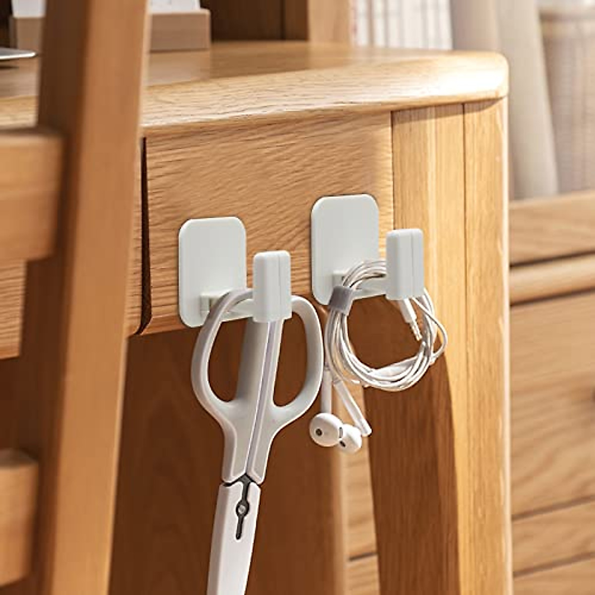 Modixun 8pcs Double Wall Hooks, Openable and Closeable, Self-Adhesive Double Prong Hooks, Double Robe Towel Hooks, Dual Hooks for Coat, Bag, Hat, Scarf, Jacket, Key, White