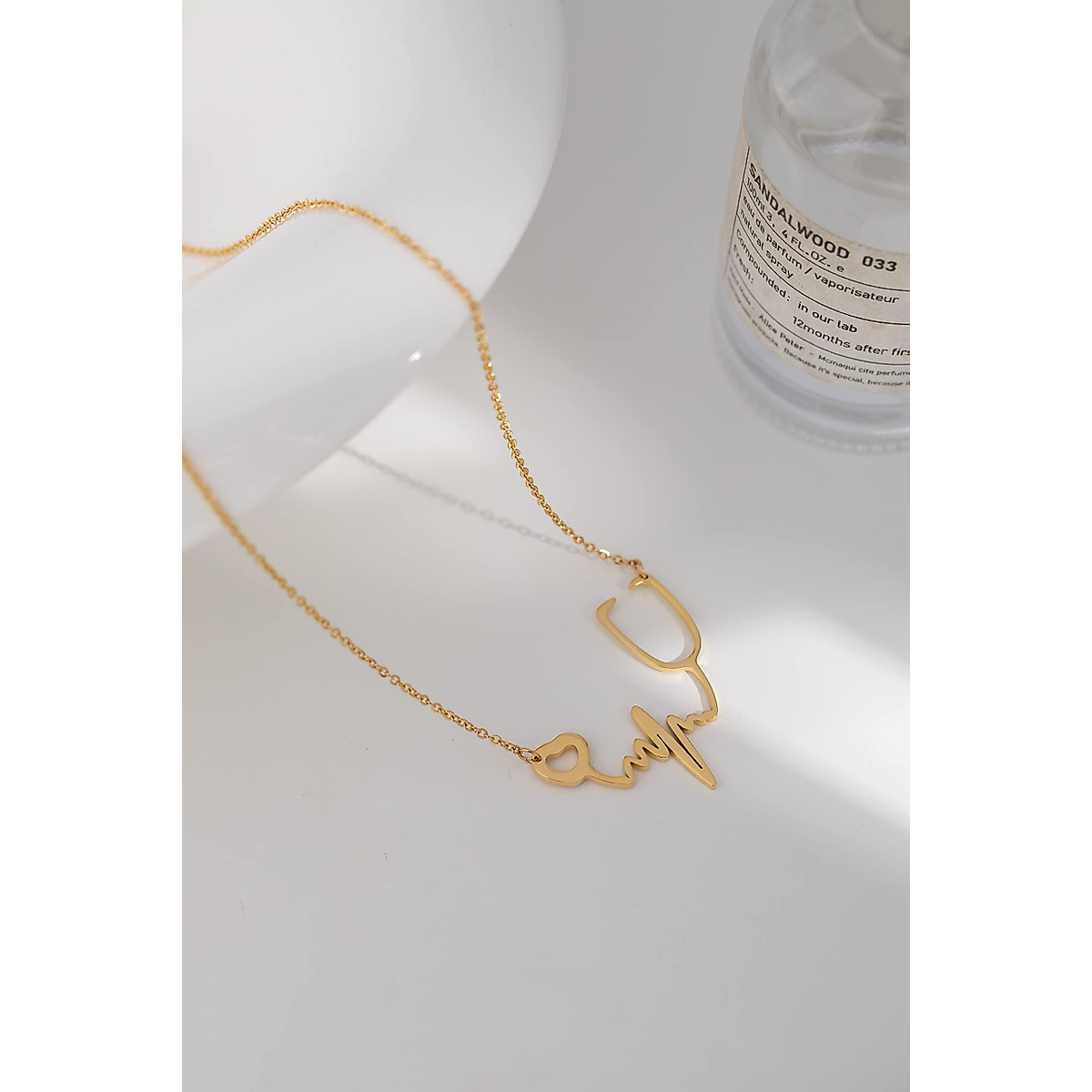 MAJORWARAP Nurse Stethoscope Heartbeat Necklace for Women Heart Stethoscope Pendant Doctor Nurse Medical Graduation Jewelry Gift (Gold)