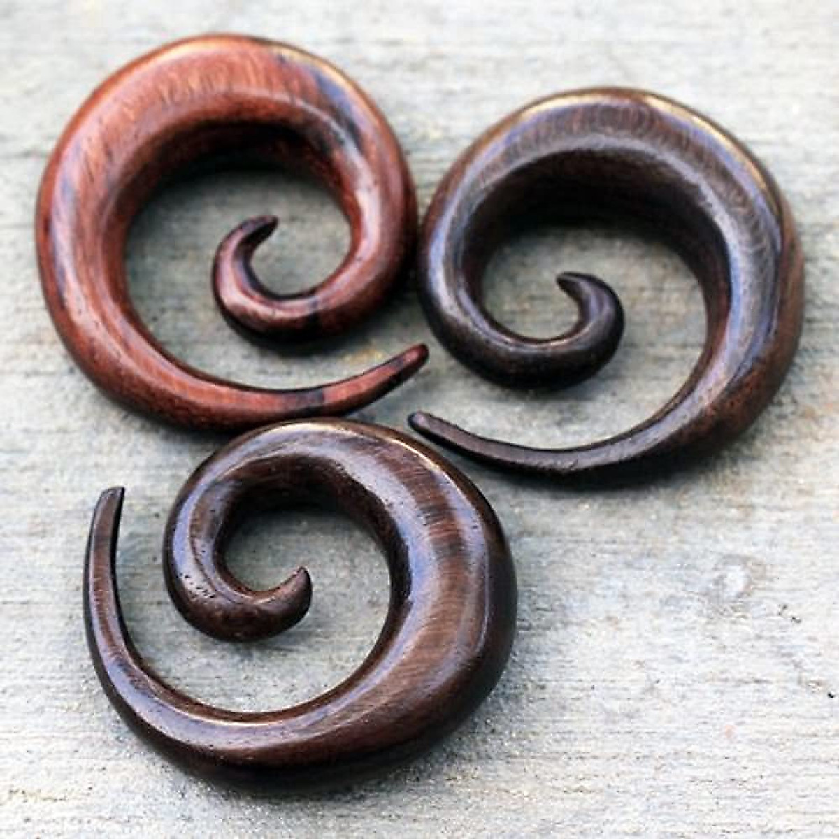 Pierced Owl Organic Dark Brown Sono Wood Spiral Taper Plugs, Sold as a Pair (10mm (00GA))