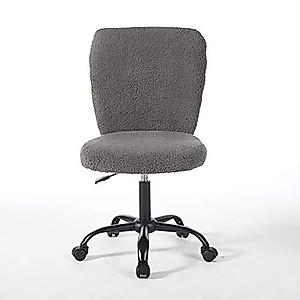Urban Shop Rabbit Faux Fur Rolling Computer Desk Chair, Charcoal
