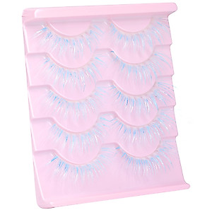 Ruairie White Eyelashes with Laser Silver Colored Lashes False Eyelashes Fluffy Wispy Fake Eyelashes Pack Natural Cat Eye Cosplay False Lashes
