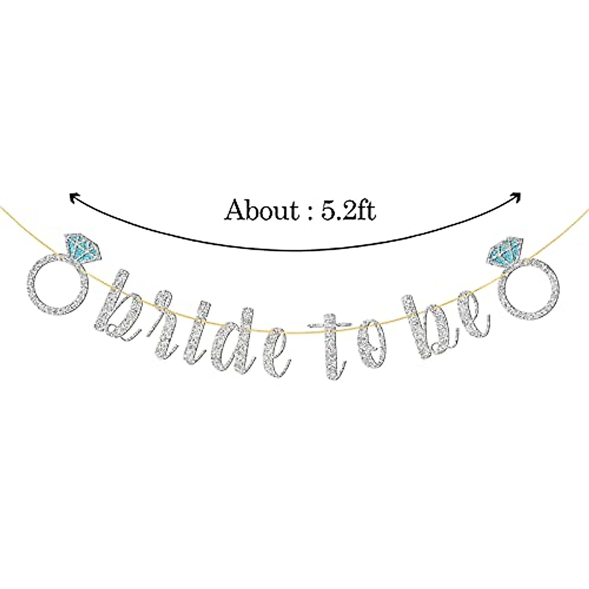 WeBenison Glitter Bride to Be Banner, Bride Shower Party Supplies, Engagement Bachelorette Wedding Party Decorations Silver