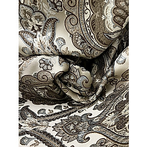 Decora Furnishings Luxurious Woven Jacquard Majestic Damask Fabric for Upholstery, Dining Chairs, Window Treatments, Crafts - Renaissance Rococo Victorian - 54" Width - by The Yard (Beige/Brown)