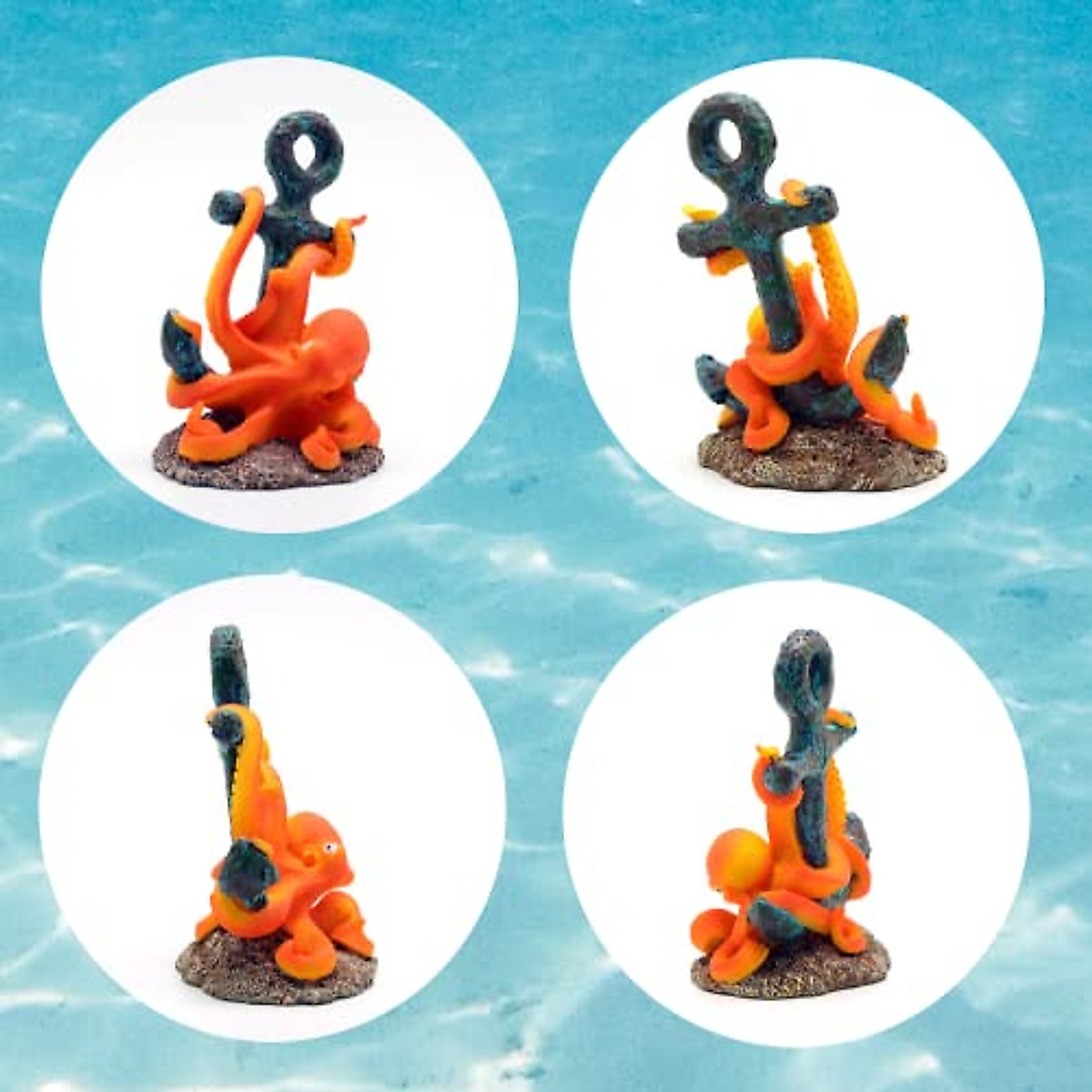 KOWVOWZ Octopus Sea Monster Fish Tank Decorations, Hand Painted Aquarium Decorations, Loved by Children, Underwater World Landscape Fish Tank Accessories, Orange (mirror series)