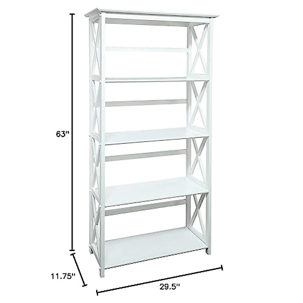 Casual Home Montego Bookcase, 5-Shelf, White,324-51