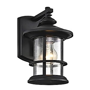 MICSIU Textured Black 10" Outdoor Light Fixtures Wall Mount, Waterproof Front Porch Light Fixtures with Clear Seedy Glass, Outdoor Wall Lights for House Front Porch, Patio, Backyard