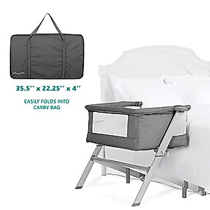 Dream On Me Skylar Bassinet and Bedside Sleeper in Grey, Lightweight and Portable Baby Bassinet, Five Position Adjustable Height, Easy to Fold and Carry Travel Bassinet, JPMA Certified