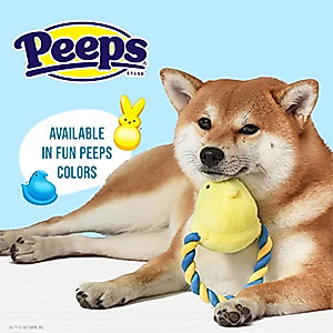 Peeps for Pets Plush Chick Rope Pull Toy for Dogs Squeaker Dog Toy, Yellow/Blue | Soft and Cute, Plush Squeaky Dog Chew Toy with Rope to Add to Dog Toy Bin 6 Inch